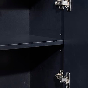 LUMISOL Modern Buffet Table Sideboard Cabinet Credenza, Living Room Cabinets Large Buffet Cabinet with Storage for Kitchen Dining Room, Black and Gold Buffet