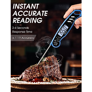 Searon Meat Thermometer,Calibration Feature Digital Food Thermometer with Instant Read Out,Backlight and Waterproof,Kitchen Thermometer for BBQ Grilling, Smoker, Baking Turkey