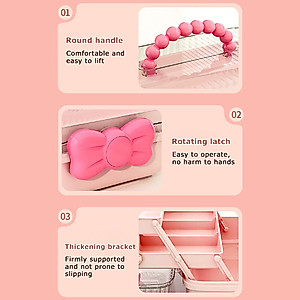 GKWW Girls Hair Accessories Storage Box Bow Switch Organizer Box Jewelry Box, Plastic Hair Ties Holder Hair Clips Container Headbands Organizer Gift for Baby Girls Multipurpose Organizer and Portable