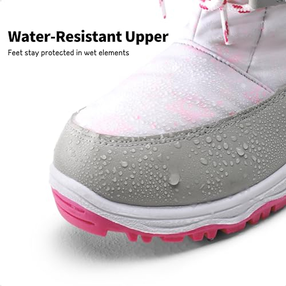 DREAM PAIRS Girls Snow Boots Warm Cozy Anti-Slip Lightweight Mid Calf Faux Fur Lining Winter Shoes for Little/Big Kids,Size 9 Toddler,Grey/Pink,Nordic