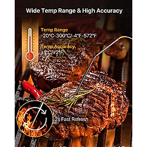 NEXMEE Bluetooth Grill Thermometer, Digital Wireless BBQ Meat Thermometer, Grill Thermometer with 2 Probes, Roast Thermometer with Magnet for Kitchen, Oven, Grill, Steak