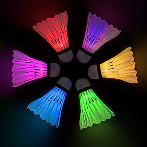 Ohuhu Shuttlecock, LED Birdies Badminton Glow in The Dark Lighting Badminton Birdies Goose Feather Shuttlecocks Light up for Outdoor Indoor Adults Sport Activities