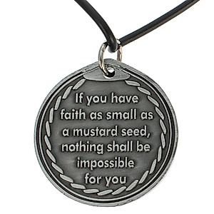 Mustard Seed Coin Necklace Faith - Real Leather Cord