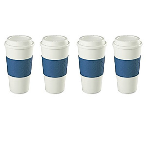 Copco 16-Ounce Capacity Acadia Reusable To Go Mug - Blue (2510-9966) 4 Pack Bundle