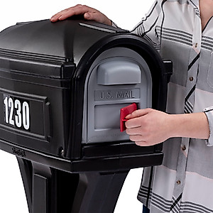 Simplay3 Classic Plastic Residential Mailbox & Post Mount Combo Kit with 2 Access Doors - Black