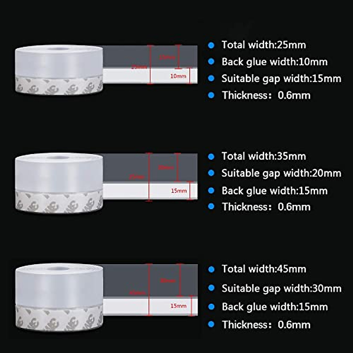 TAROSE Weather Stripping, Silicone Door Seal Strip Door, Window, Transparent 16 Feet Long (Width 25mm)