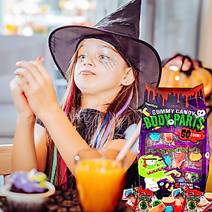 Gummy Candy Pack by Zombibites. Features One-13.2 Oz 50 Ct of Frankford's Body Parts Gummies Candies. Assorted Body Parts Candy for Halloween Gummies Candy. And a Free Zombibites Fridge Magnet!