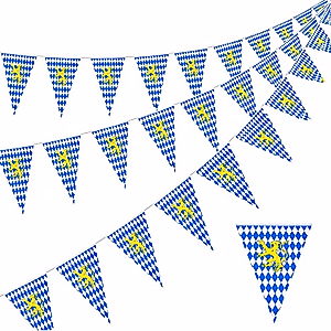 UOMNICUE 3 Pack Oktoberfest Decorations Pennant Flag Banner, 98 Feet Double Side Blue White Waterproof Oktoberfest Banners Flag Pennant for Oktoberfest Festival Outdoor Party Decorations Supplies