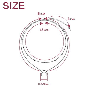 FLYOW Crescent Layered Choker Necklace S925 Sterling Silver Moon Pendant Jewelry Adjustable Clavicle Necklace for Women Birthday Gifts (Moon)