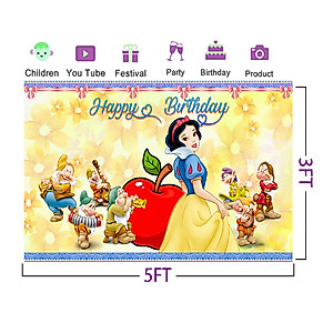 Princess Backdrop for Snow White Theme Birthday Party Supplies 5x3ft Snow White Theme Banner for Party Cake Table Decorations Baby Shower Banner