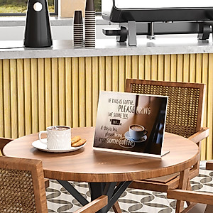 HIIMIEI Acrylic Slant Sign Holder Horizontal 8.5x11 6 Pack, Plastic Table Menu Display Stand Holder Landscape, Plexi Single Ad Frame for Restaurants,Hotels,Stores