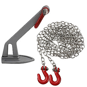 HIRCQOO 1/10 RC Decorations Accessories Mini Metal Trailer Chain with Tow Hook & Winch Anchor Compatible with Traxxas TRX-4 Tamiya CC01 Axial SCX10 Wraith D90 Redcat HSP 1/10 RC Crawler Truck