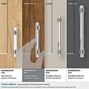 Amerock | Cabinet Pull | Clear/Polished Nickel | 3-3/4 inch (96 mm) Center to Center | Glacio | 1 Pack | Drawer Pull | Drawer Handle | Cabinet Hardware