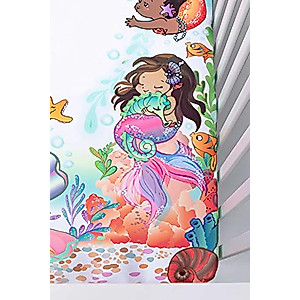 Baby Titi - Fitted Crib Sheet, Mermaids Under The Sea, Soft Microfiber, Crib Sheets for Girls, African American, Asian, Latina Mattress Sheets for Crib and Toddler Beds (Mermaid)…