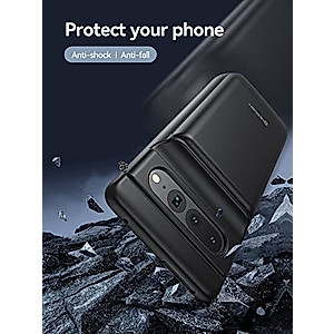 NEWDERY 10000mAh Battery Case for Google Pixel 7 Pro, Ultra Powerful Rechargeable Charger, Protective Extended Backup - Black
