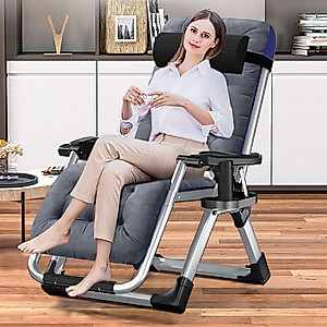 DoCred Oversized XXL Zero Gravity Chair, Reclining Lounge Chair with Removable Cushion & Tray for Indoor and Outdoor, Patio Recliner Folding Reclining Chair