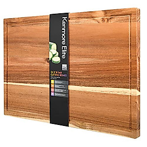 Kenmore Kenosha Heavy Duty Acacia Wood Extra Large Cutting Board W/Juice Grove, 24x16-inch