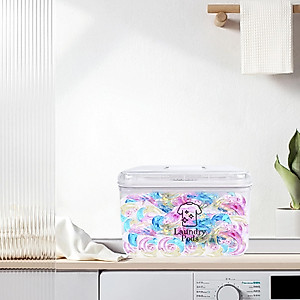 Xbopetda Laundry Pods Container, Large Capacity Clear Laundry Pods Holder, Laundry Pods Storage with Flip Lid, Laundry Detergent Dispenser with Measuring Cup, Laundry Room Organization and Storage