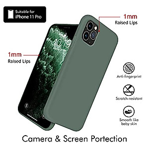 OuXul iPhone 11 Pro Case, Liquid Silicone Phone Case Compatible with iPhone 11 Pro 5.8 inch, Full Body Slim Soft Microfiber Lining Protective Case (Forest Green)
