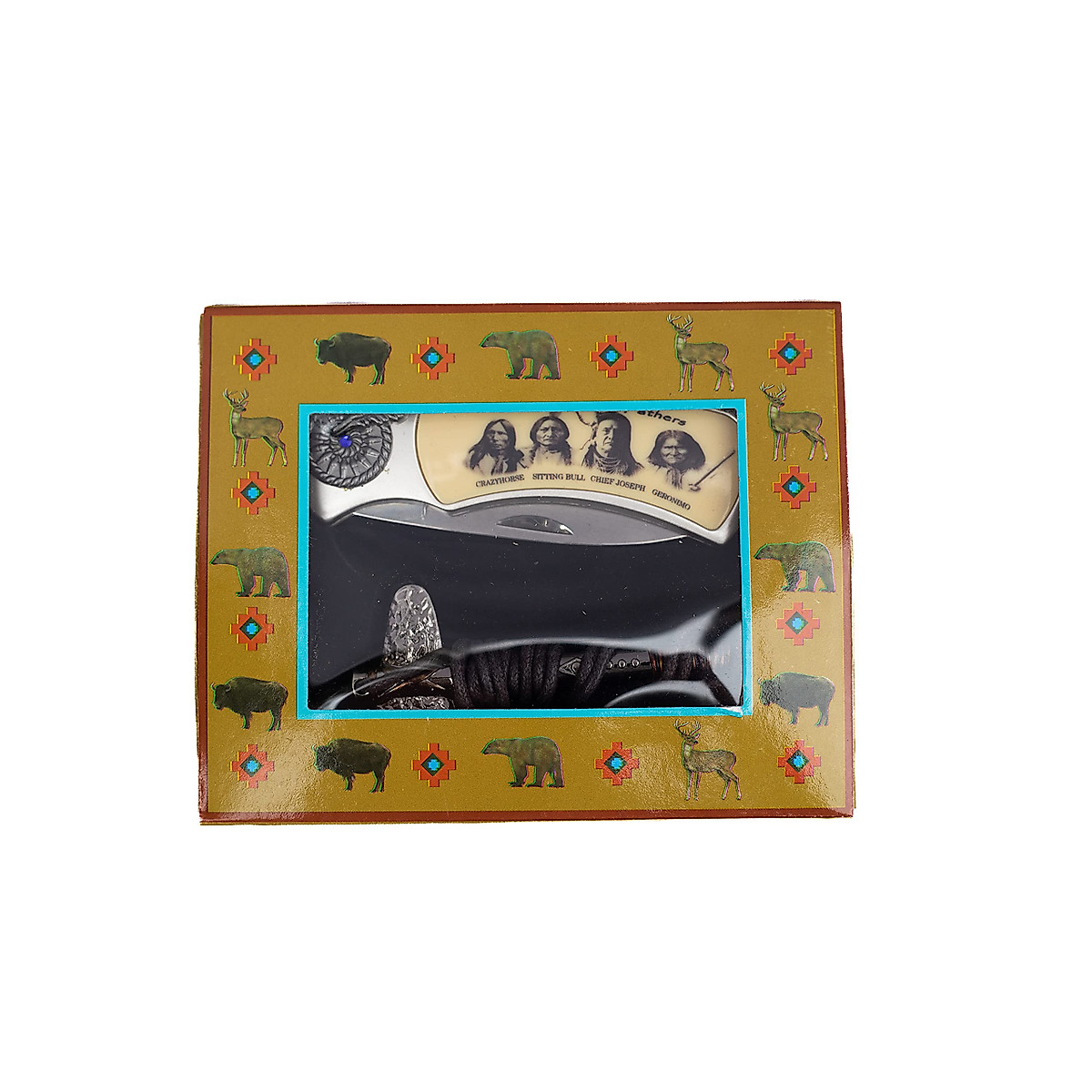 TRENDY ZONE 21 Founding Fathers Folding Pocket Knife with Embossed Dream Catcher I Tomahawk Pendant on a Leather-Thread I Packed Inside an Artistic Box |Closed Knife Length- 4" | Open Knife Length– 7”