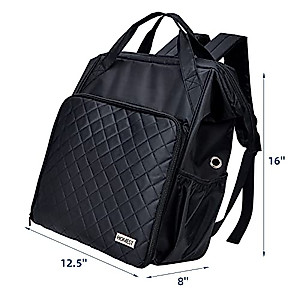 HOMEST Knitting Bag Backpack, Crochet Storage Organizer, Large Yarn Holder with Custom Front Pocket for Crochet Accessories and Supplies, Black