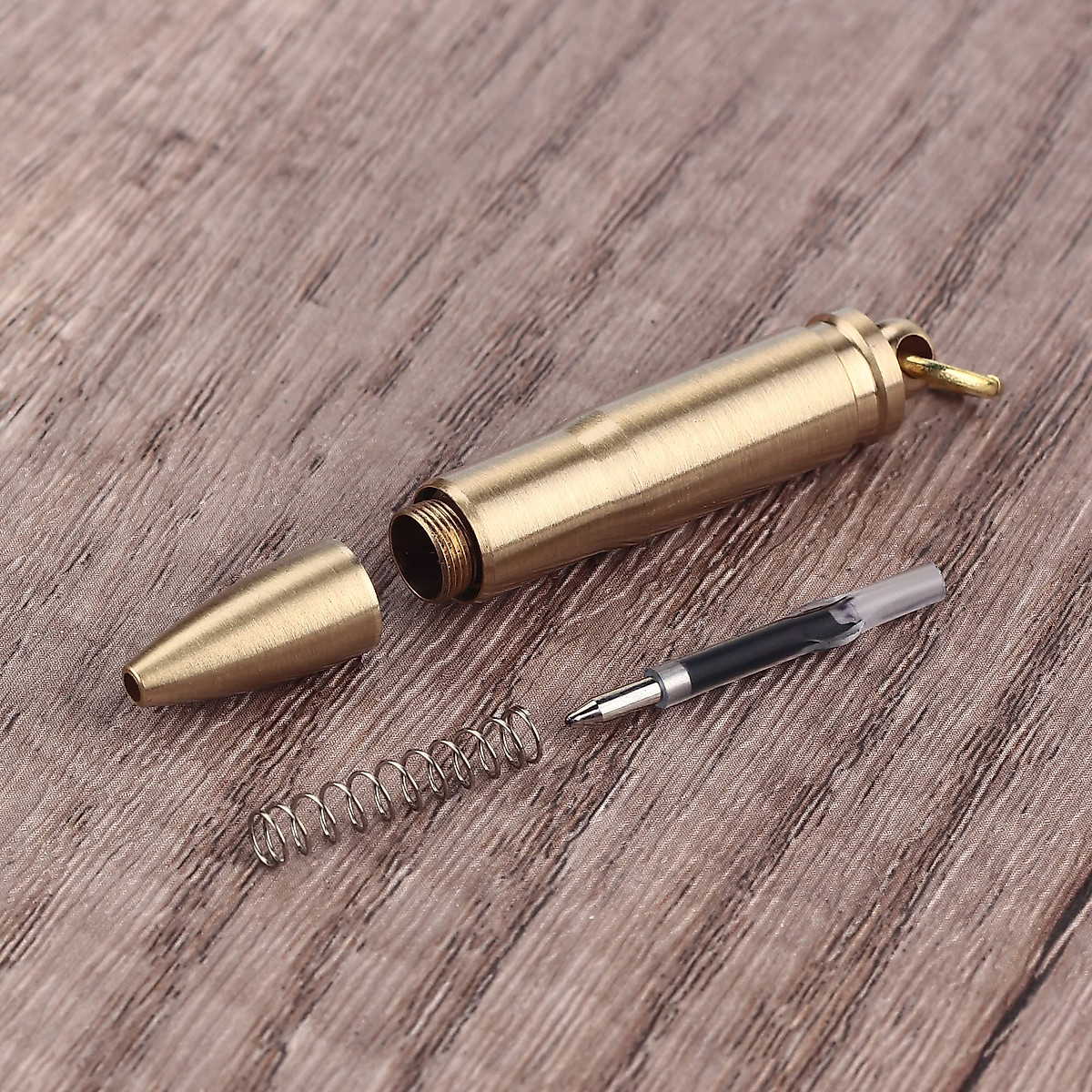 SMOOTHERPRO Solid Brass Keychain Ballpoint Pen Mini Necklace Ball Pen Included 5 Refills Backup for Driver Mailman Hostess Camper (KT463)