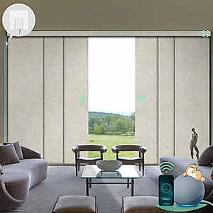 Yoolax Custom XL Smart Sliding Door Blinds,motorized sliding panel blinds works with Alexa,fabric blackout vertical blinds for glass doors.hanging room divider,patio doors,closet doors