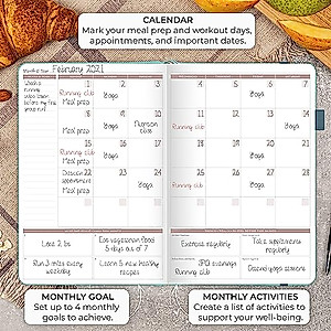Legend Meal Planner – Weekly Meal Prep & Nutrition Journal with Grocery List & Weight Loss Tracker – Diet & Wellness Diary Log – Undated 12-Month Food Notebook – Hardcover, A5 Size (Aquamarine)