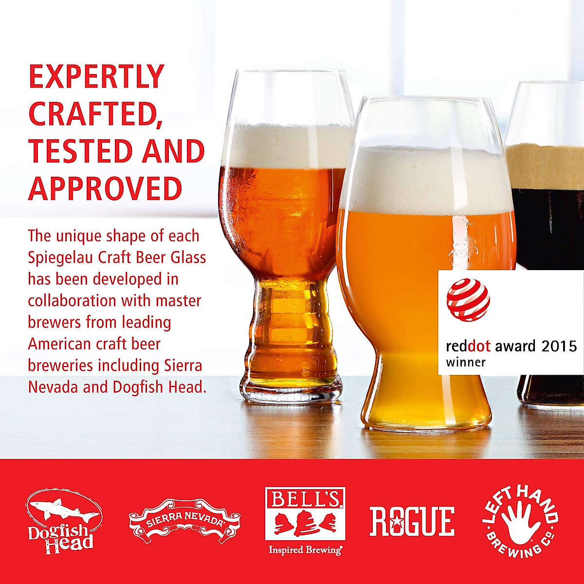 Spiegelau Beer Classics Tulip Glasses, Set of 4, European-Made Lead-Free Crystal, Modern Beer Glasses, Dishwasher Safe, Professional Quality Beer Tulip Glass Gift Set, 15.5 oz