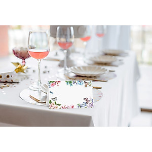 Place Cards for Butterfly Floral Party, Editable Name Place Cards, Seating Place Cards for Tables, Tent Style Cards for Wedding, Bride & Baby Shower, Easy Folding, Pack of 25 Escort Cards(B08)