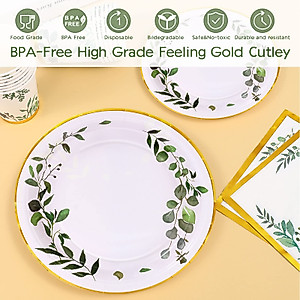 Boosolo Sage Green Bridal Shower Decorations,Sage Green Birthday decorations,Sage Green Plates and Napkins Party Supplies for Wedding,Bridal Shower,Baby Shower,Baptism Decorations(24 Guest)