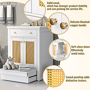 Legendstone 24 Inches Bathroom Vanity Sink Set, Bathroom Vanity Cabinet with Countertop and Pull-Out footrest, Small Bath Vanity with Sink