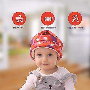 Baby Safety Helmet for Crawling Walking, Breathable Protective Infant Helmet for 1-2 Years Baby Walk No Bump Helmet - Red