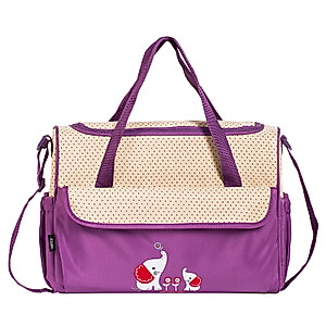 SoHo Animals Diaper Tote Bag 10Pc, ElephantsPurple