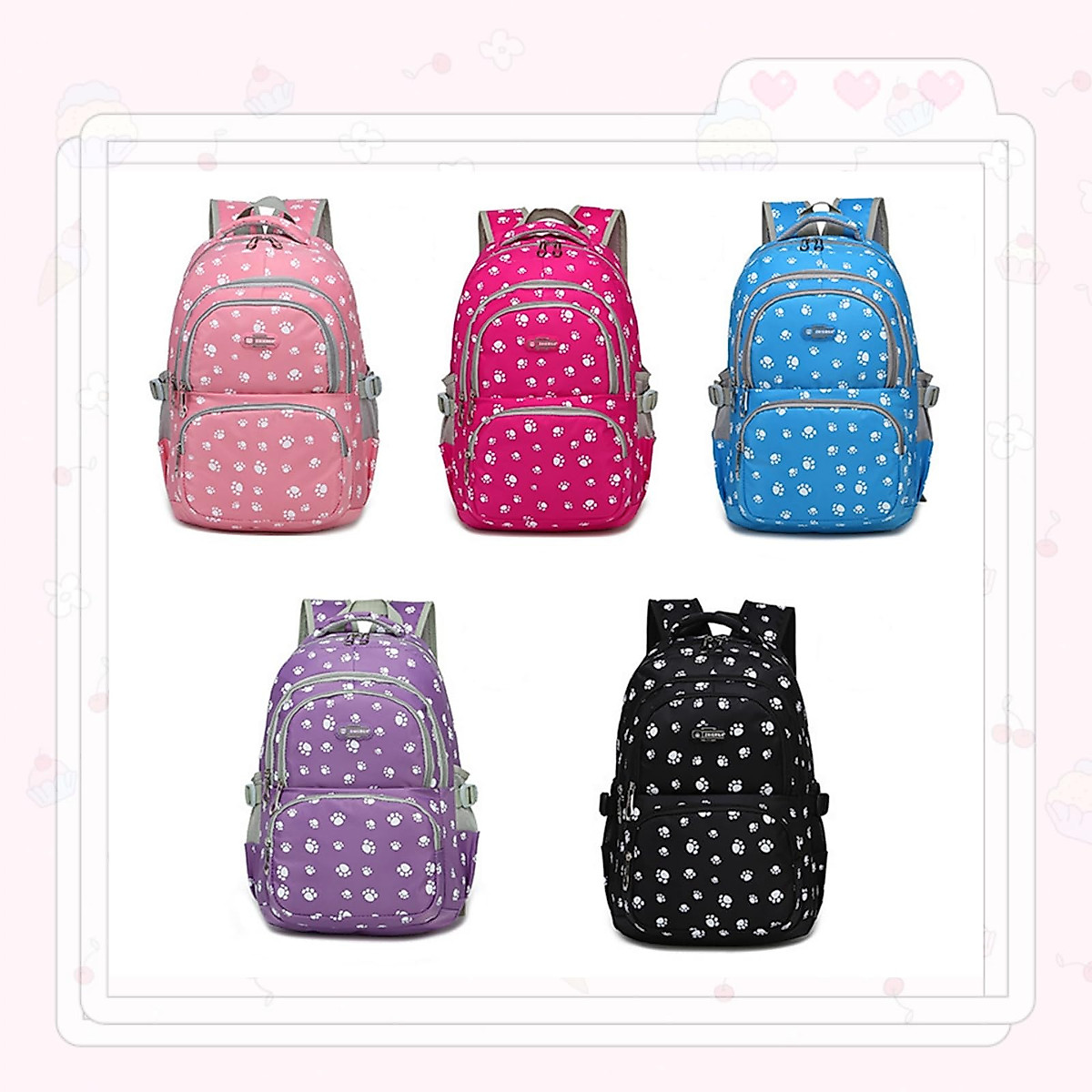 Dog Paw Prints Backpack Primary School Student Book Bag School Bag for Students