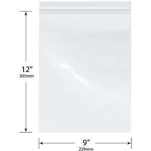 Plymor 9" x 12" (Pack of 100), 4 Mil Heavy Duty Zipper Reclosable Plastic Bags