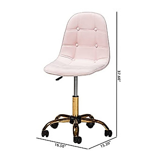 Baxton Studio Kabira Office Chair, One Size, Blush Pink/Gold