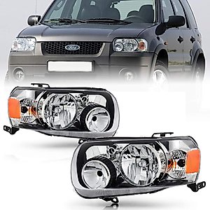 ACANII - For 2005-2007 Ford Escape Factory Style Chrome Headlights Headlamps Assembly Replacement Pair Set Left+Right