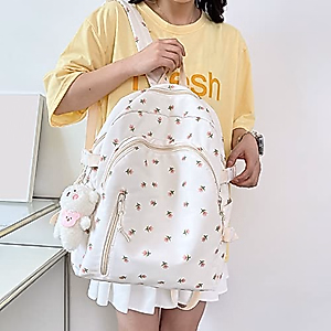 Cute Kawaii Backpack Floral Backpack for School Coquette Aesthetic Backpack Rucksack for Women Girls Coquette School Bag