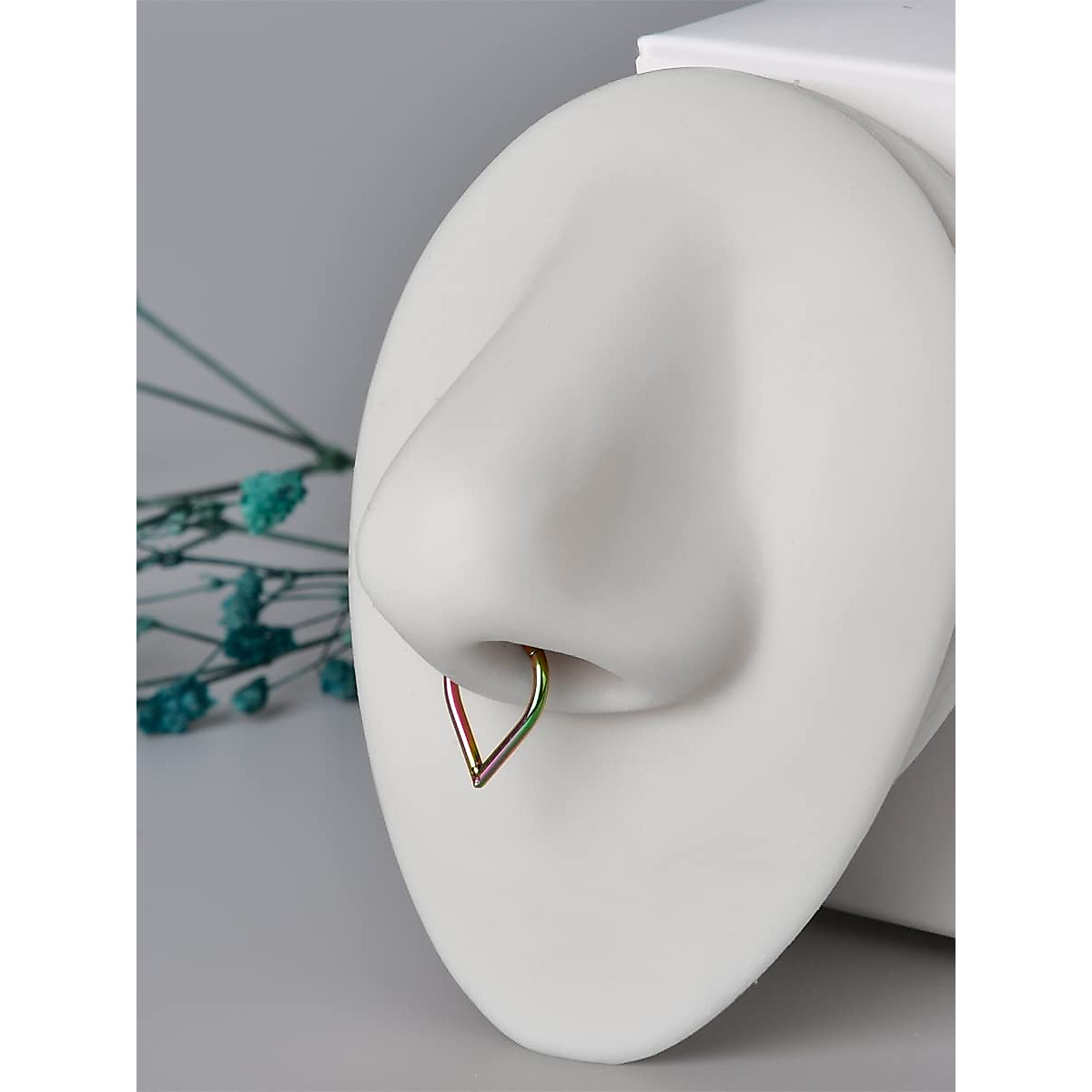 Lantine Teardrop Septum Ring Set 316 Stainless Steel Daith Piercing Jewelry Rook Snug Tragus Cartilage Hinged Segment Clicker Ring