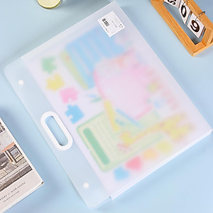 Shulaner Plastic Art Portfolio Folder with Handles17 x 14 inches Large Waterproof Artwork Storage Containers for Drawing Sketch Photography Poster Files Document, Gray and White