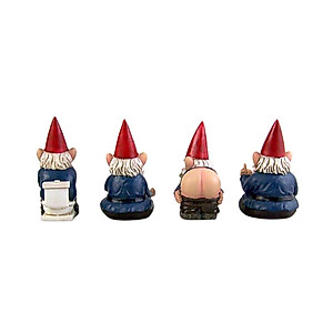 Four Naughty Gnomes Set of 4 Home Decor Statues 4 Inch