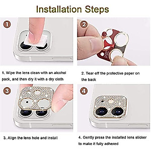 GSRYPC 2 Pack Camera Lens Protector Compatible with iPhone iPhone 14/14 Plus&iPhone 15/15Plus 3D Glitter Bling Diamond Camera Lens Cover Sticker Protector (14/14 Plus&15/15Plus -Silver+Rose Gold)