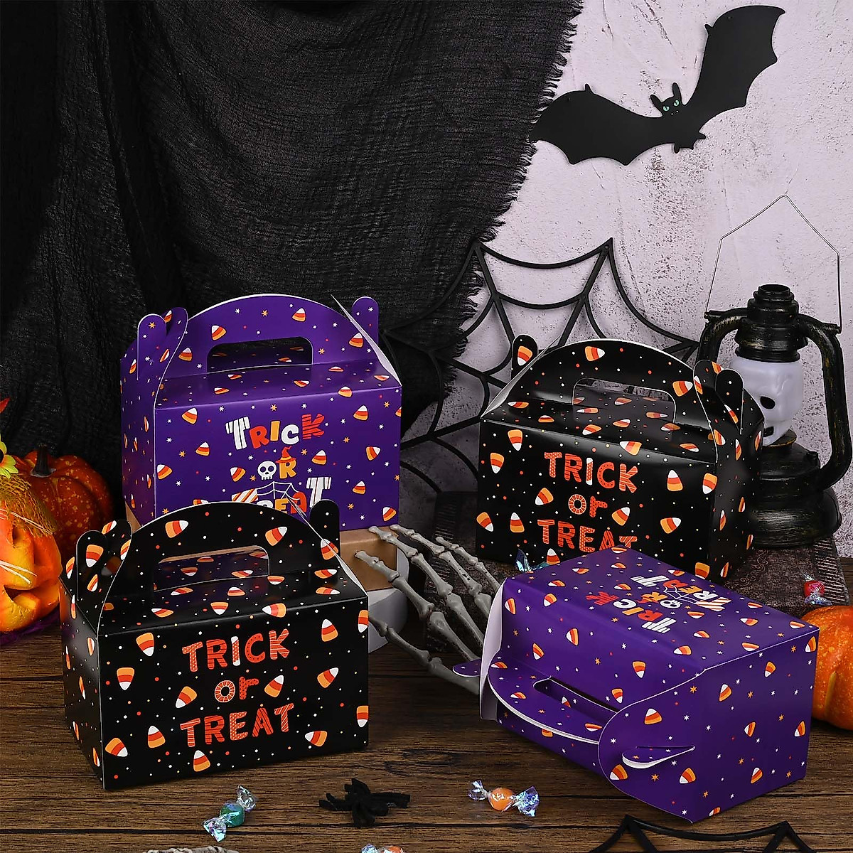 16 Pcs Halloween Treat Boxes Trick or Treat Party Favor Boxes Corn Candy Gift Goodie Boxes for DIY Crafts Halloween Holiday Birthday Party Cookies Supplies