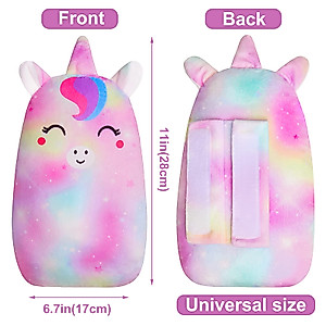 FIODAY Car Seat Belt Covers for Kids Unicorn Seat Belt Pillow Soft Seat Belt Cushion Adjust Seat Strap Pillow Head Neck Support for Children Baby Boys Girls Travel