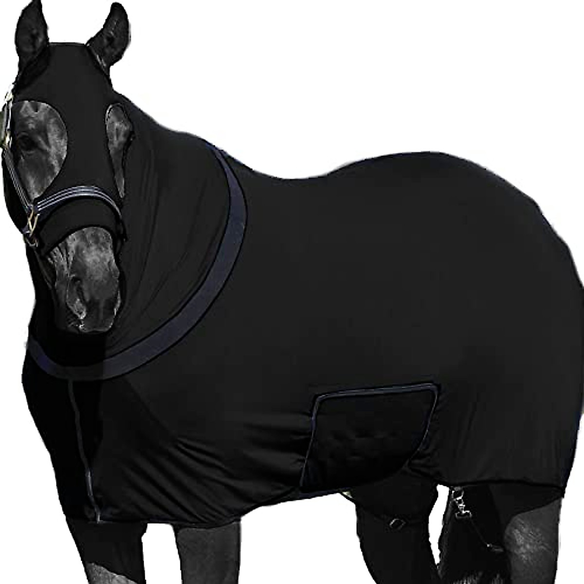 RESISTANCE Full Body Slinky with Full Zipper Hood and Belly Wrap and Different Sizes (Large, Black)