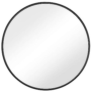 SONGMICS Round Wall Mirror, Decorative Circle Mirror, 24-Inch Diameter, Metal Frame, for Living Room, Bedroom, Bathroom, Entryway, Black ULWM102B01