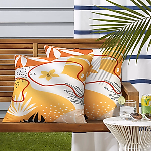 Merrycolor Outdoor Pillow Covers 20x20 Waterproof Throw Pillow Cover Flower Garden Farmhouse Outdoor Pillows Covers for Patio Furniture Set of 2,Black