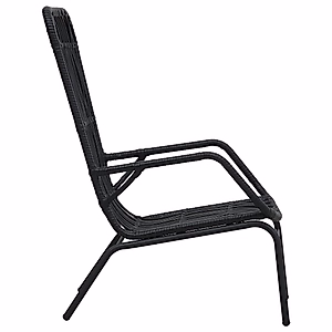 vidaXL Poly Rattan Black Patio Chair - Weather-Resistant Outdoor Seating Furniture with Powder-Coated Steel Frame - Easy to Assemble