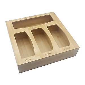 Ziplock Bag Storage Organizer for Kitchen Drawer or Wall Mount，Food Storage Bag Organizer Box Compatible With Gallon,Quart,Sandwich and Snack